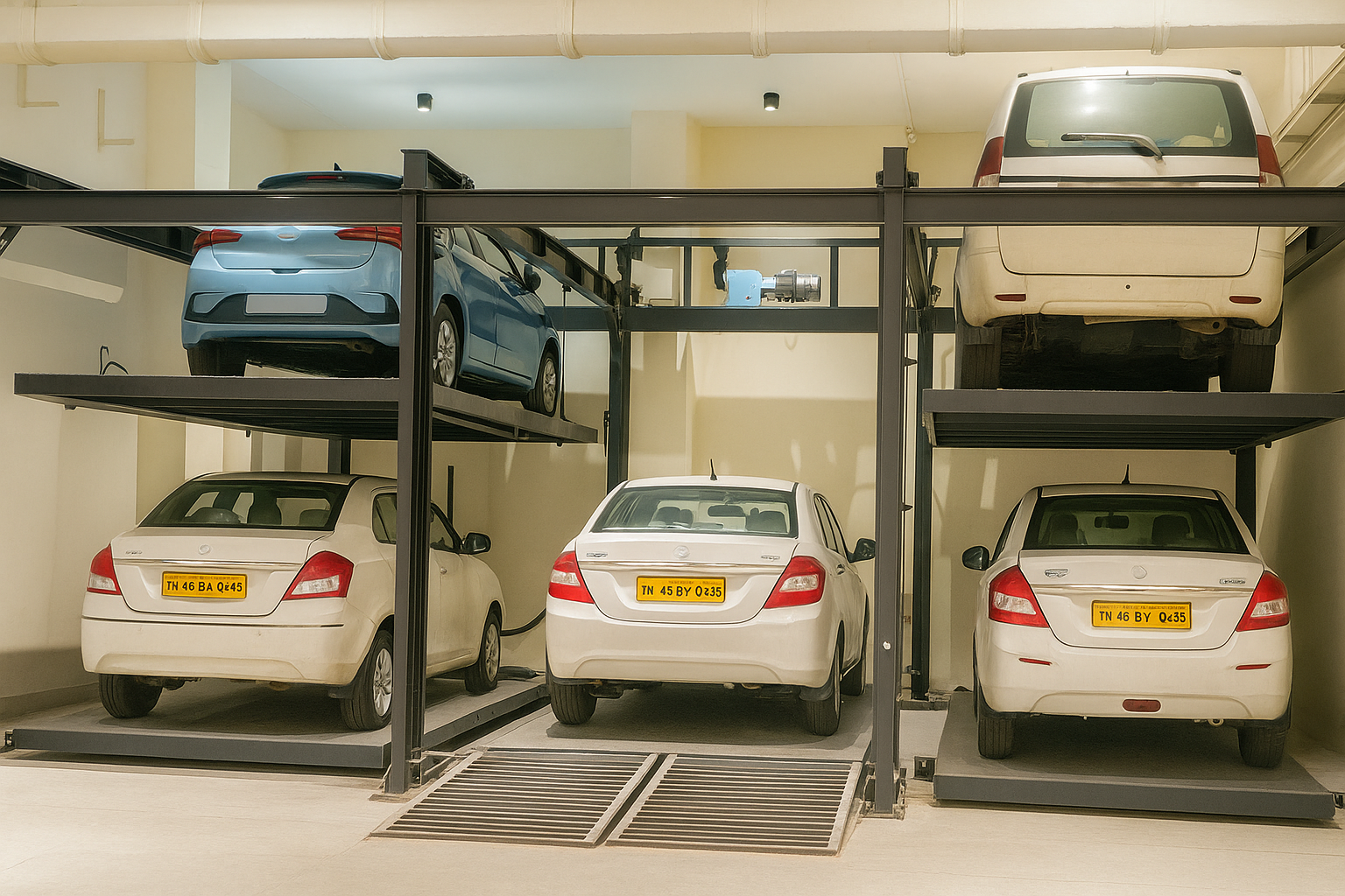 Smart parking with e star multi level car parking
